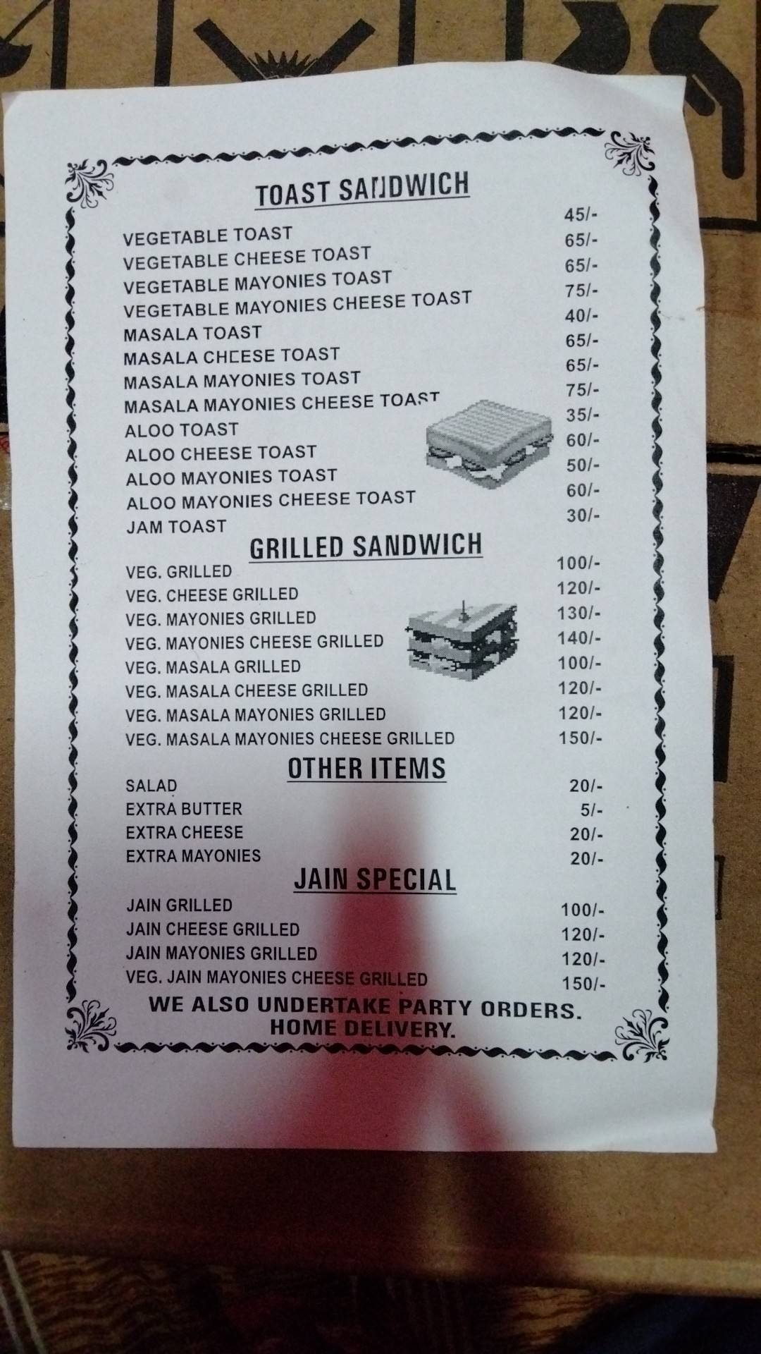 Menu at Raju's Sandwich Paavbhaji Fastfood, Mumbai, CLUSTER_MUMBAI ...
