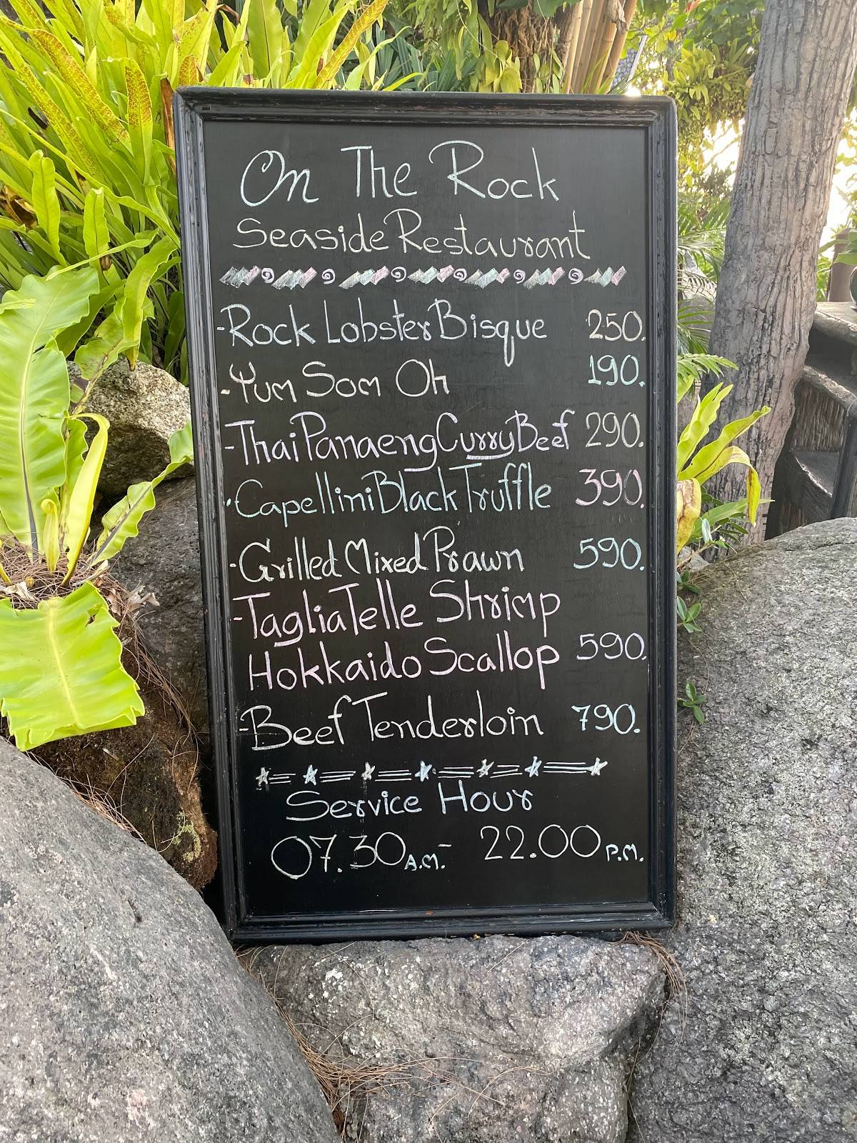 Menu at On The Rock Restaurant, Karon