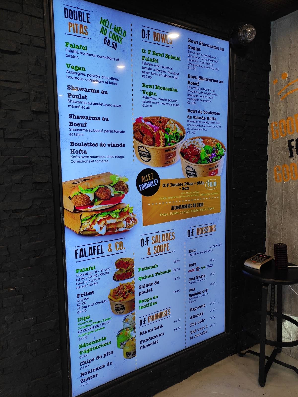 Carta del restaurante Operation Falafel, Montreuil