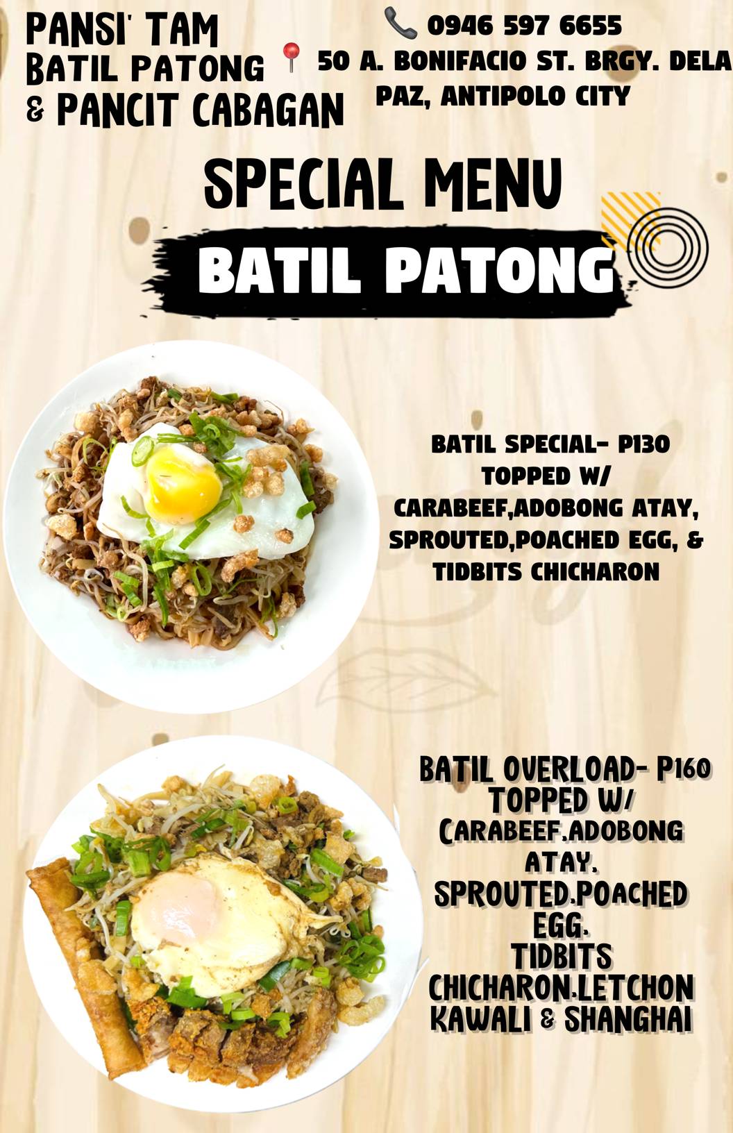 Carta del restaurante Pansitam Batil Patong Pancit Cabagan Antipolo ...