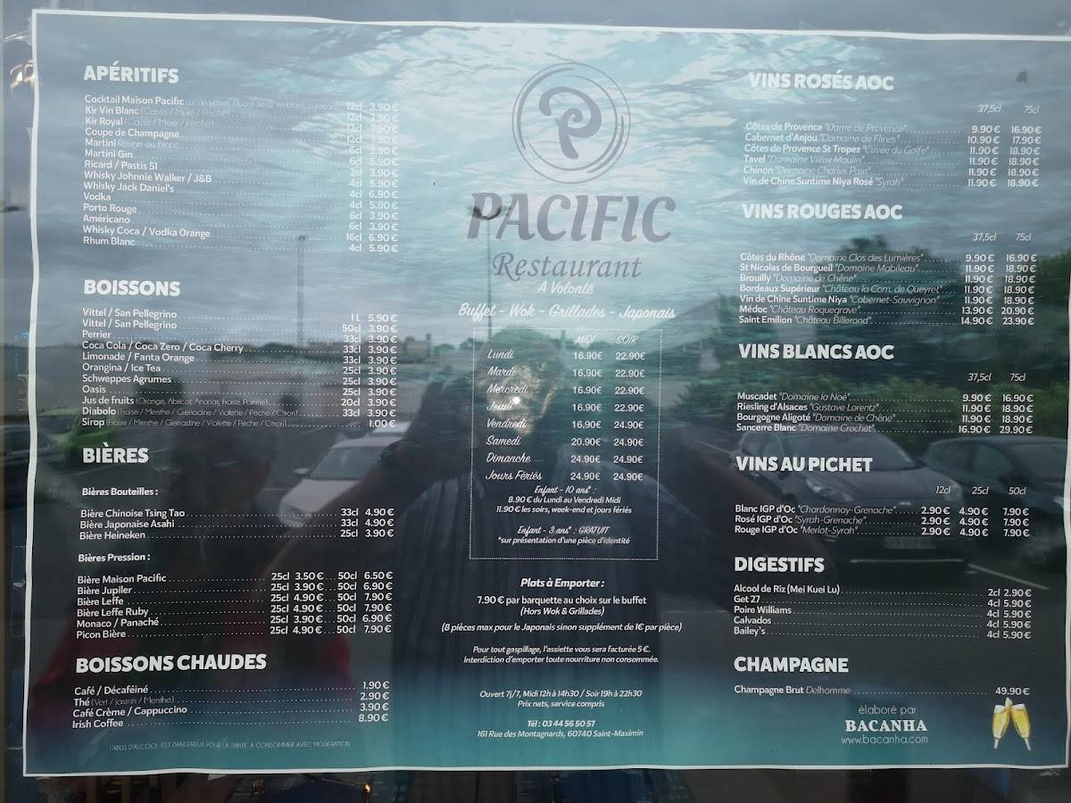 Menu au Restaurant Pacific, Saint-Maximin