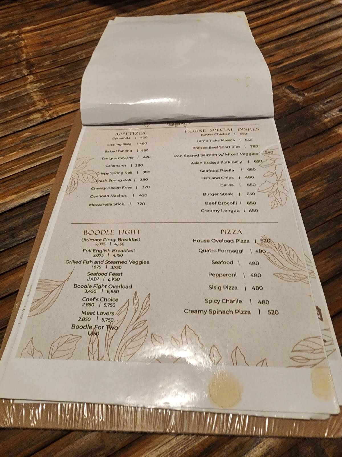 Menu at Pamahaw restaurant, Silang
