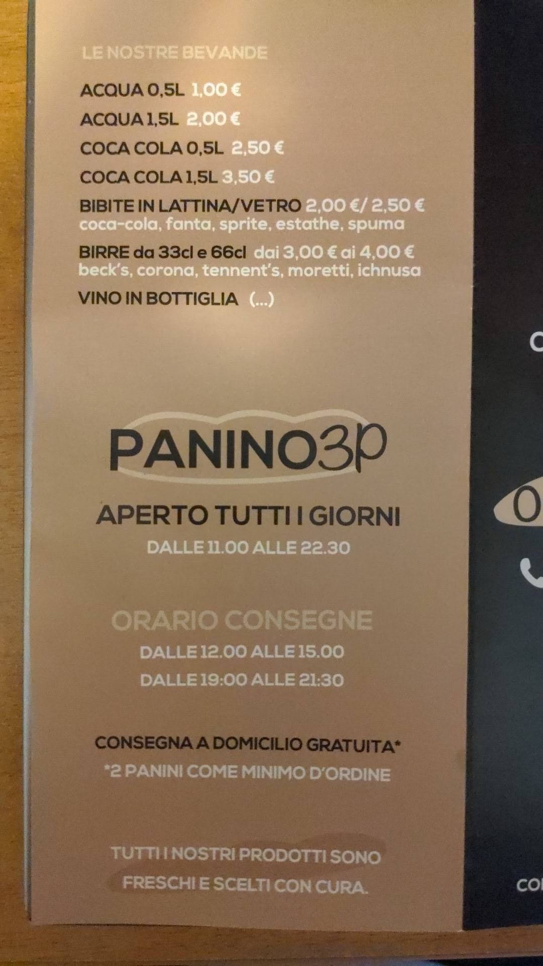 Menu da Panino 3p, Cecina