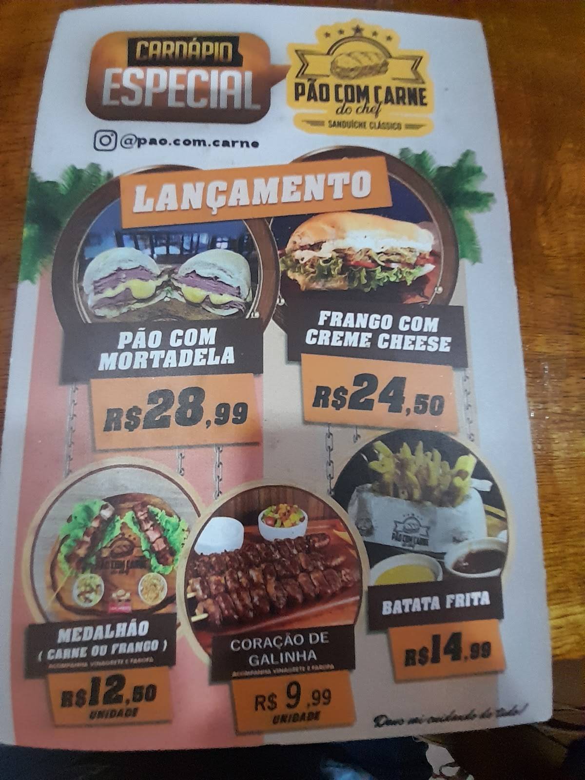 Menu em Pão com Carne, Aracaju