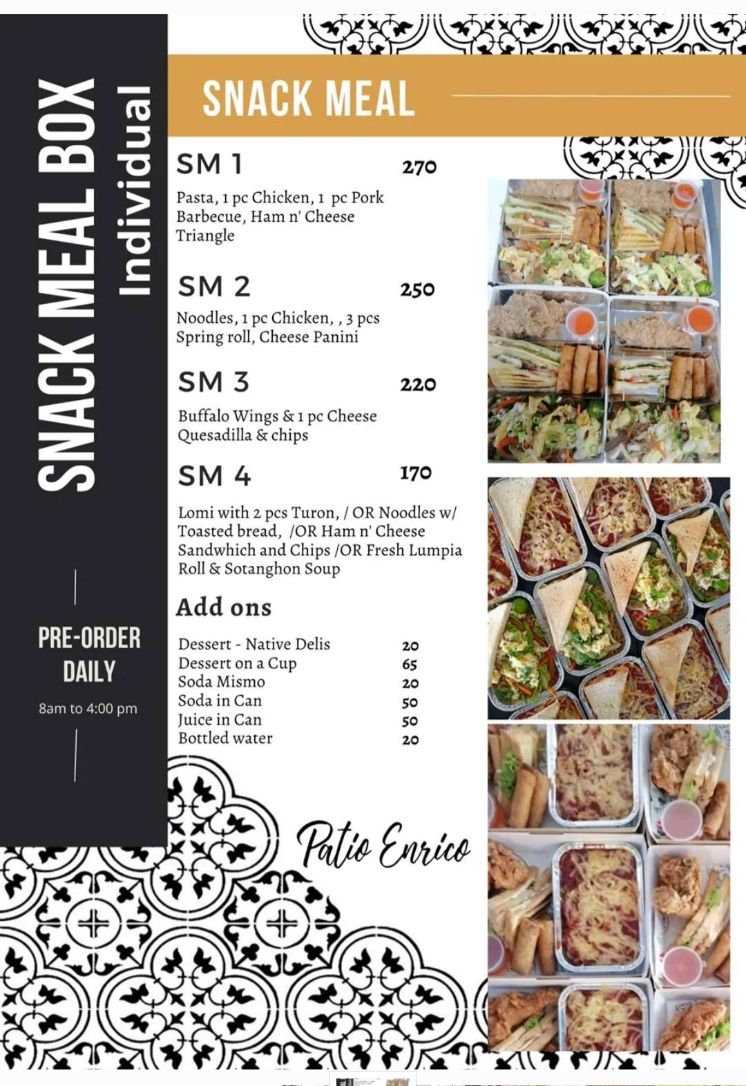 Menu at Patio Enrico restaurant, Tuguegarao City, JQP2+HF3