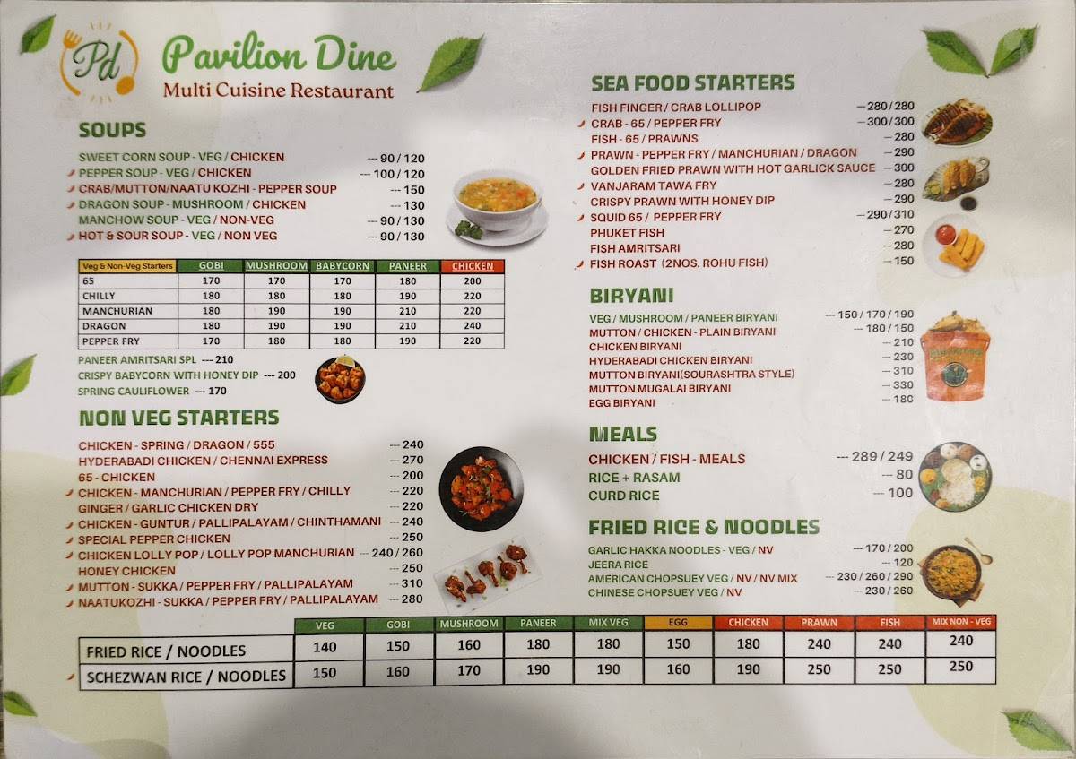 Menu at Pavilion Dine Multi Cuisine Restaurant, Salem