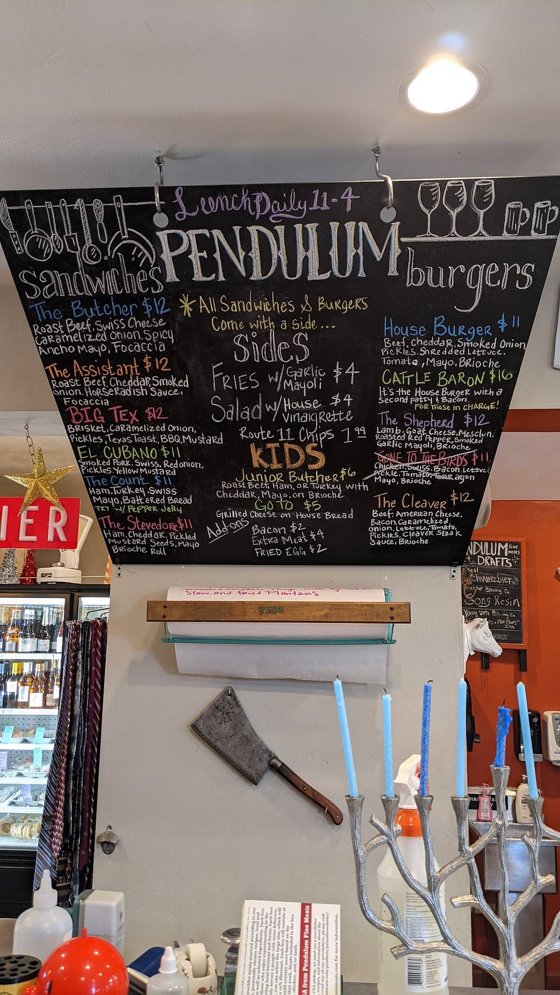 Menu at Pendulum Fine Meats restaurant, Norfolk