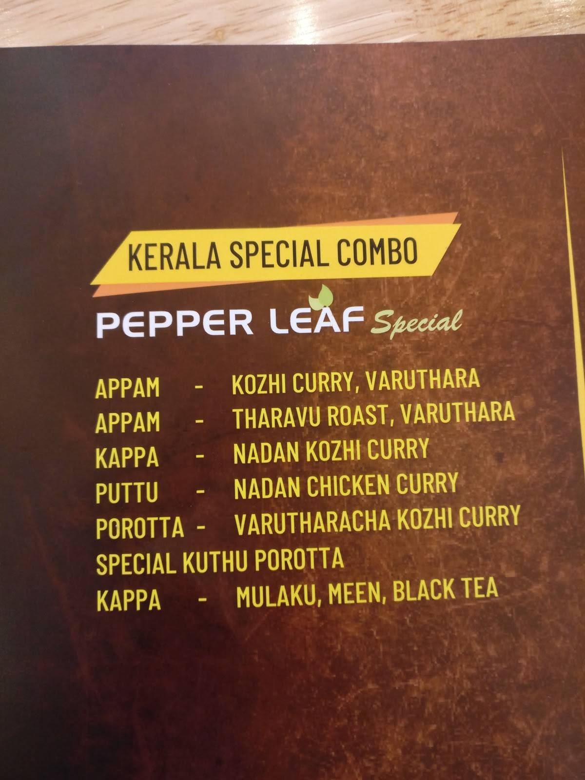 Menu at Pepper Leaf Restaurant, Bengaluru