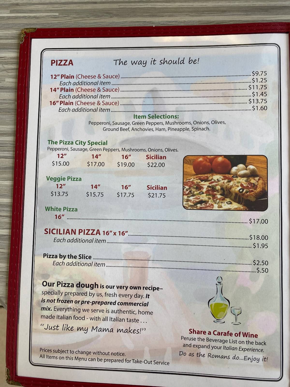 Menu at Pizza City pub & bar, Saint Cloud