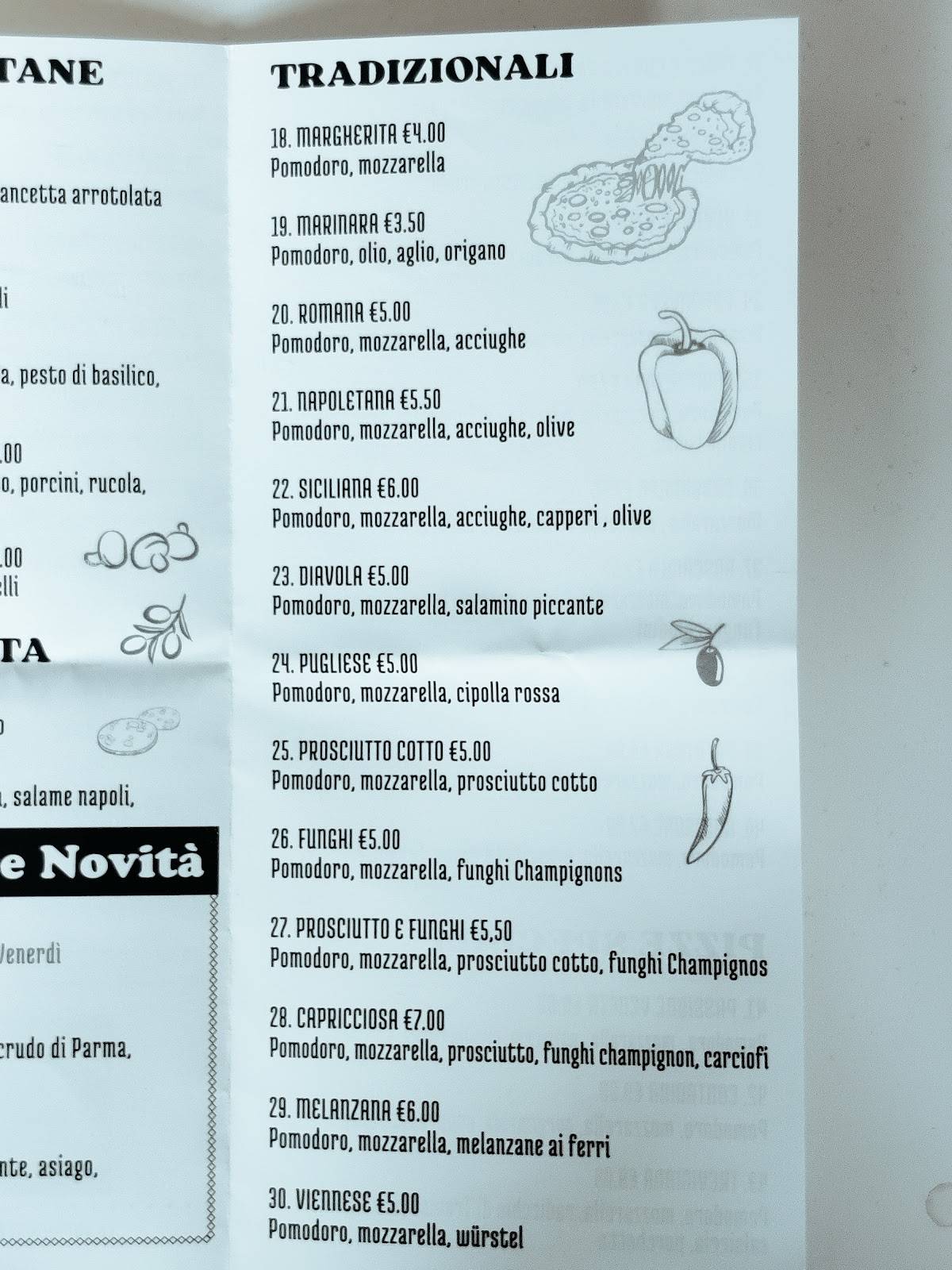 Speisekarte von Pizzeria Bar Napule è, Vicenza