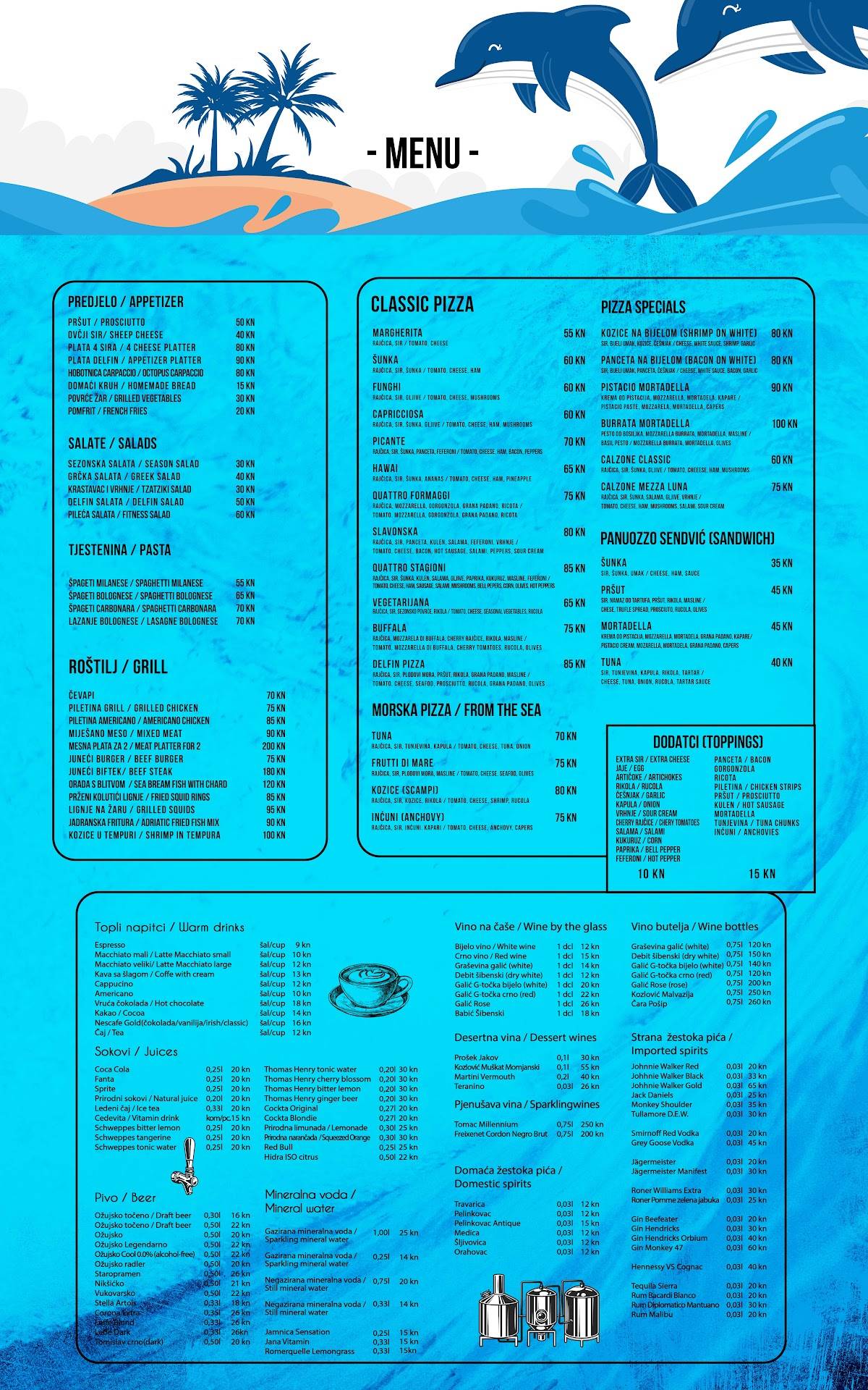 Menu at Pizzeria DELFIN, Brodarica