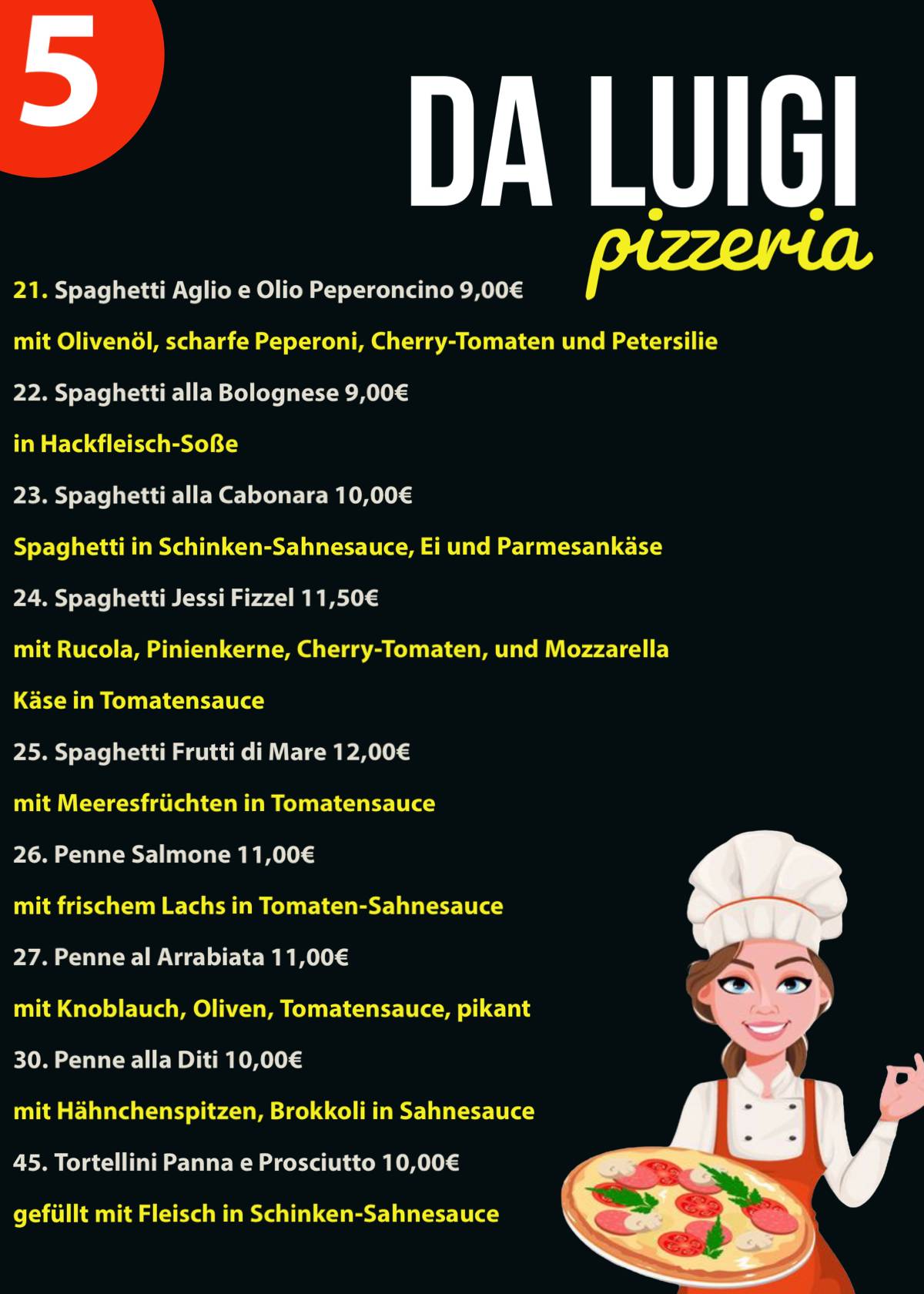 Menu at Pizzeria da Luigi, Nordhorn