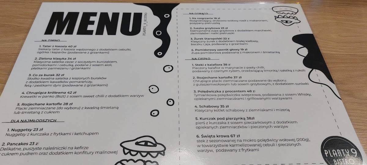 Menu at Planty 9 Bistro restaurant, Radom