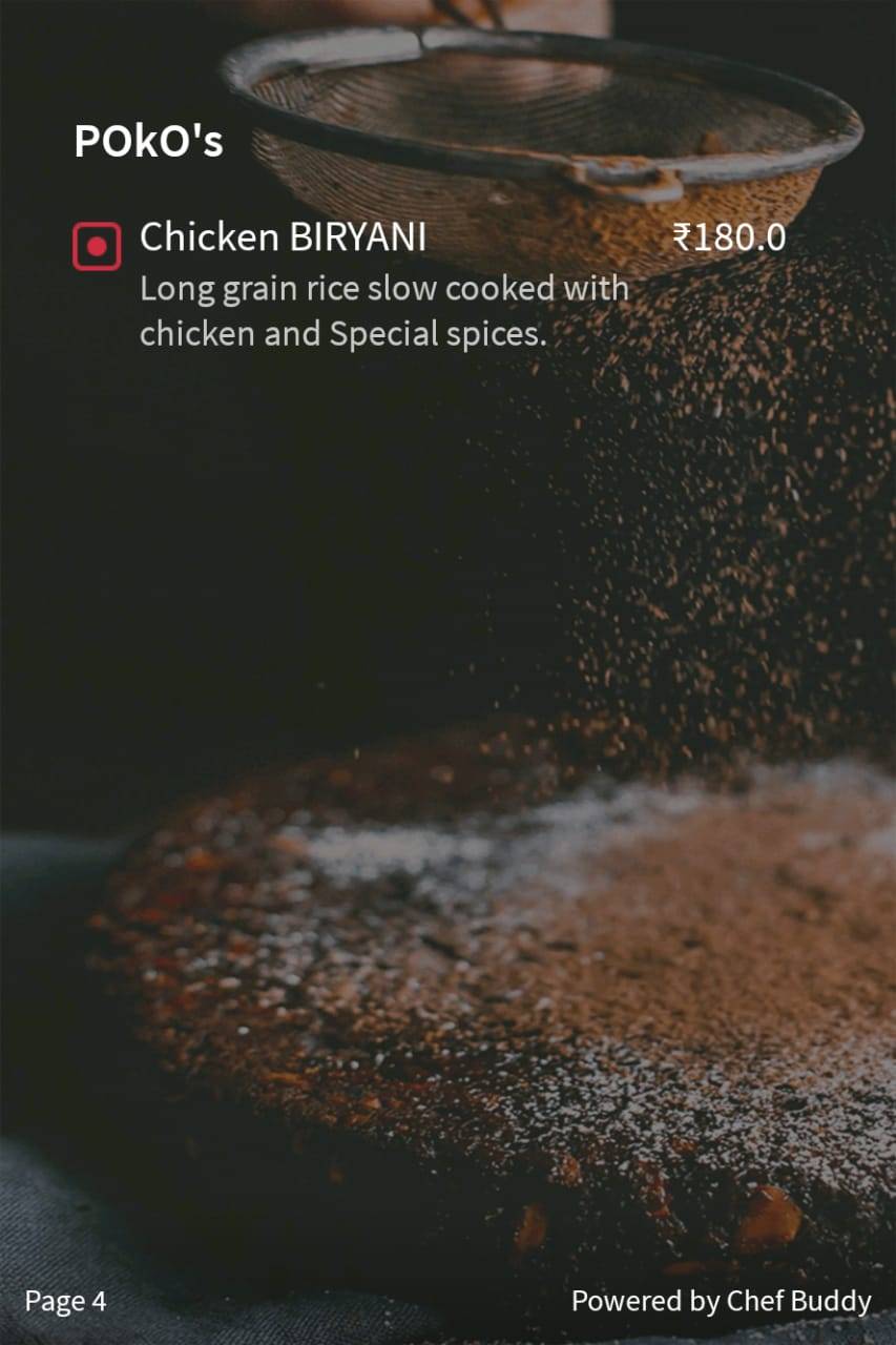 Menu at PoKo's, Ranchi