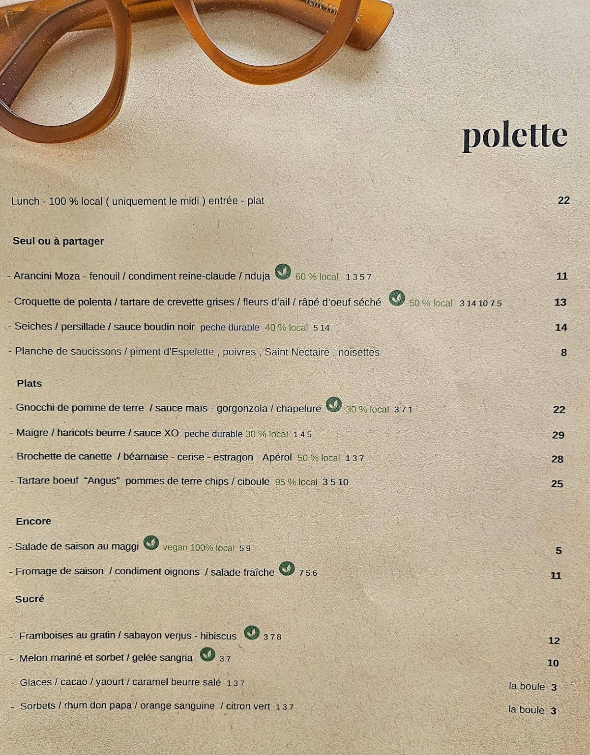 Menu au Restaurant Polette, Thionville