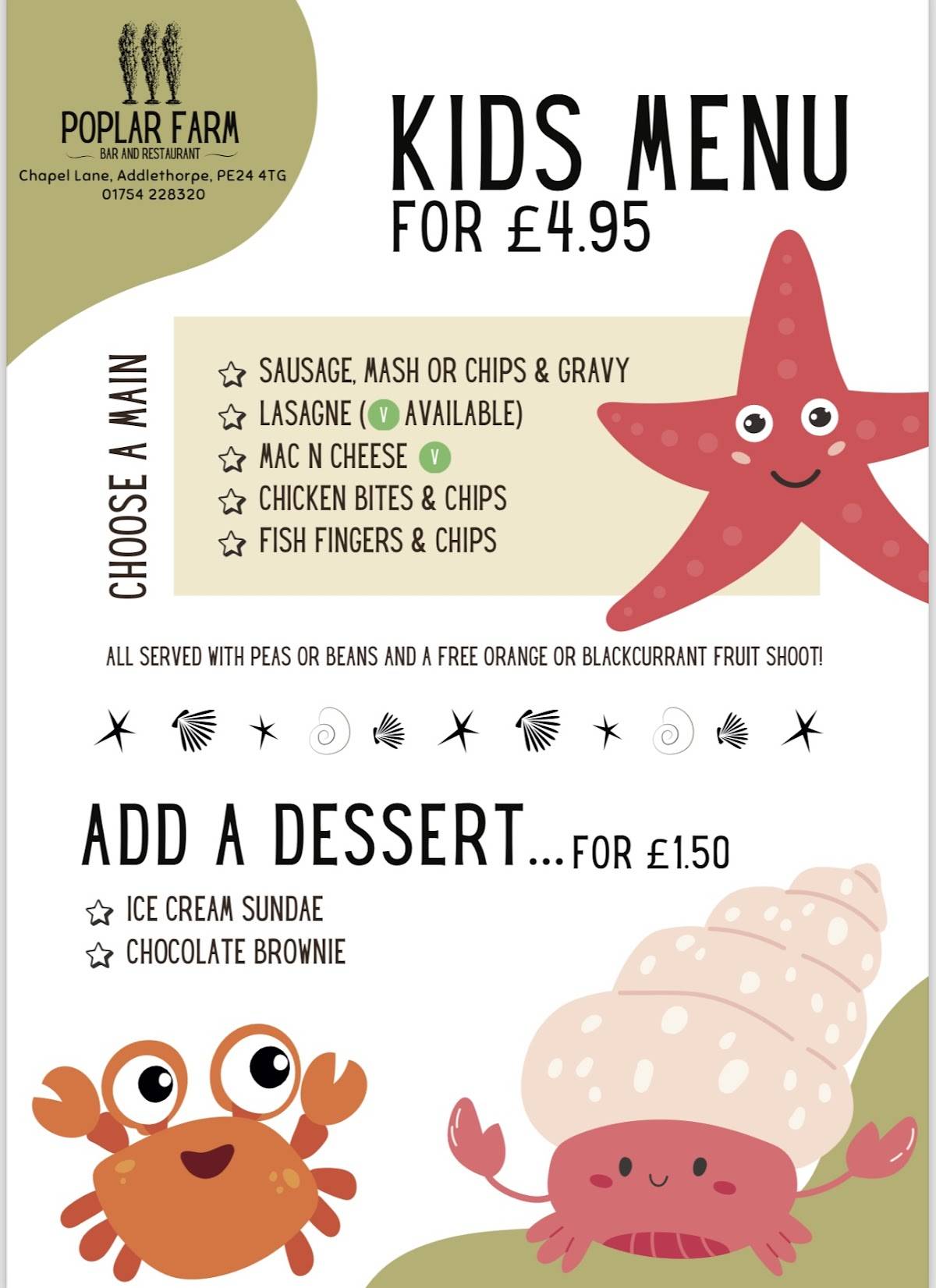 Menu at Poplar Farm Bar & Restaurant, Skegness, Chapel Ln
