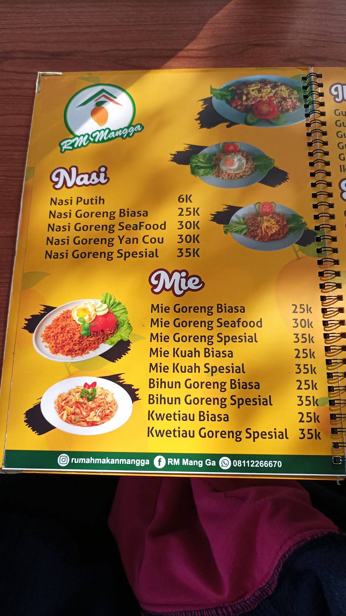 Menu at RM Mangga dan Pemancingan Keluarga restaurant, Jatibarang