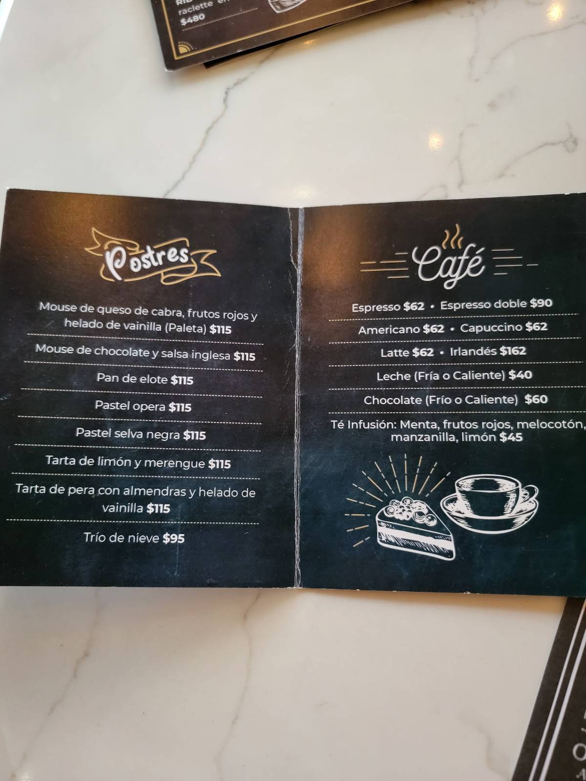 Menu at RUTA TR3S restaurant, Mexicali