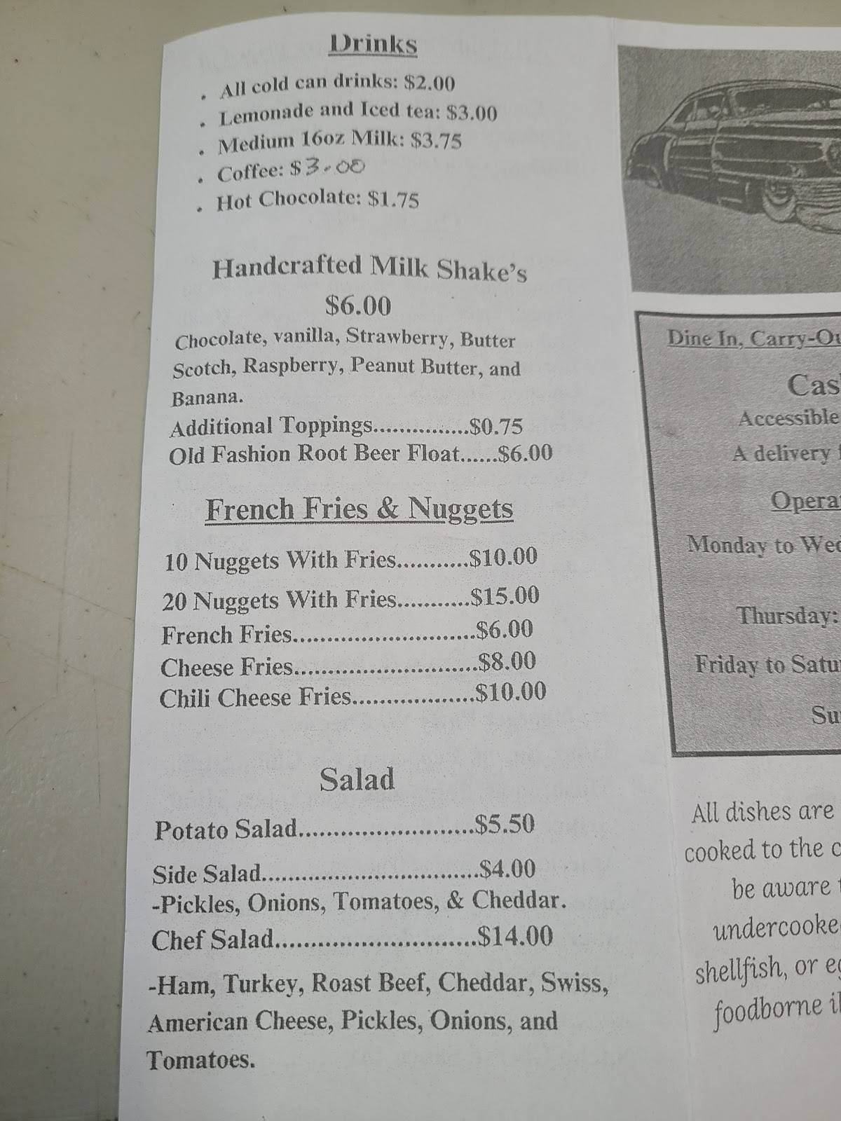 Menu at RW'S Hamburger House restaurant, Palmer, E Palmer-Wasilla Hwy