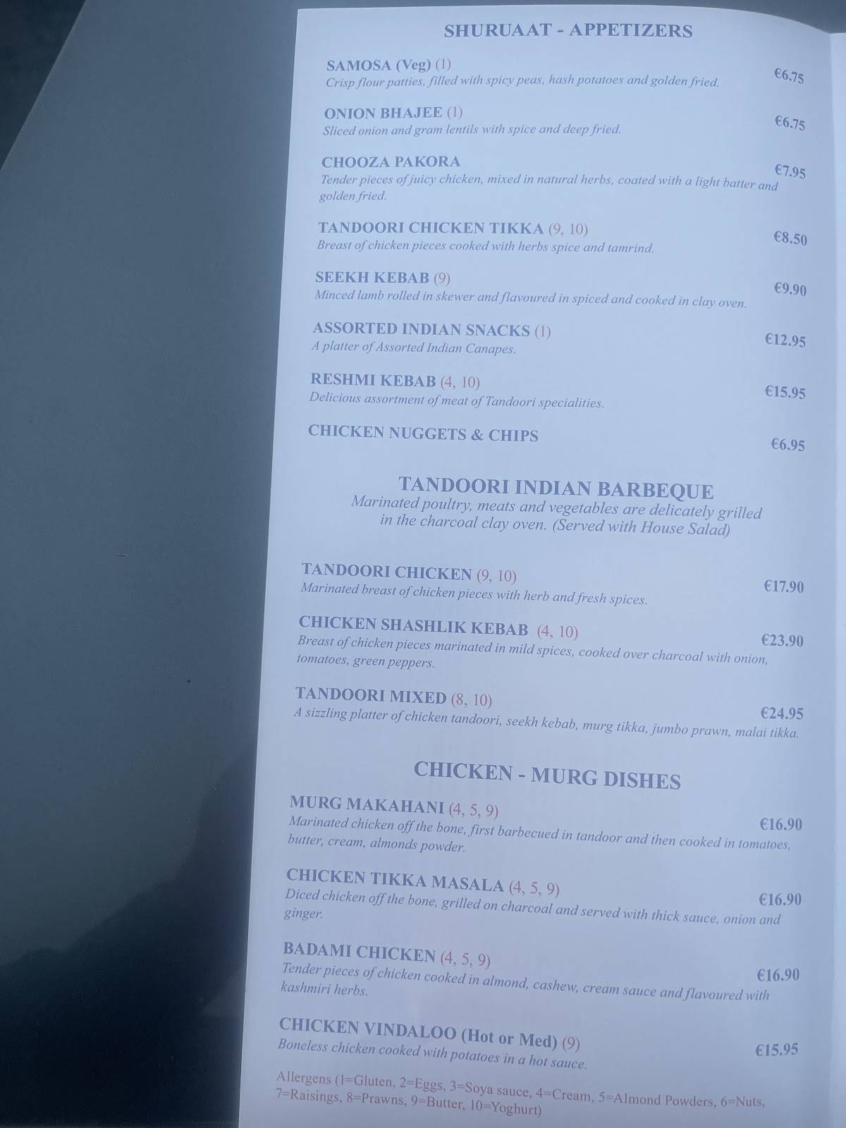 Menu at Raj Gaylord Indian Restaurant, Ballincollig, L2779 Ballycannon