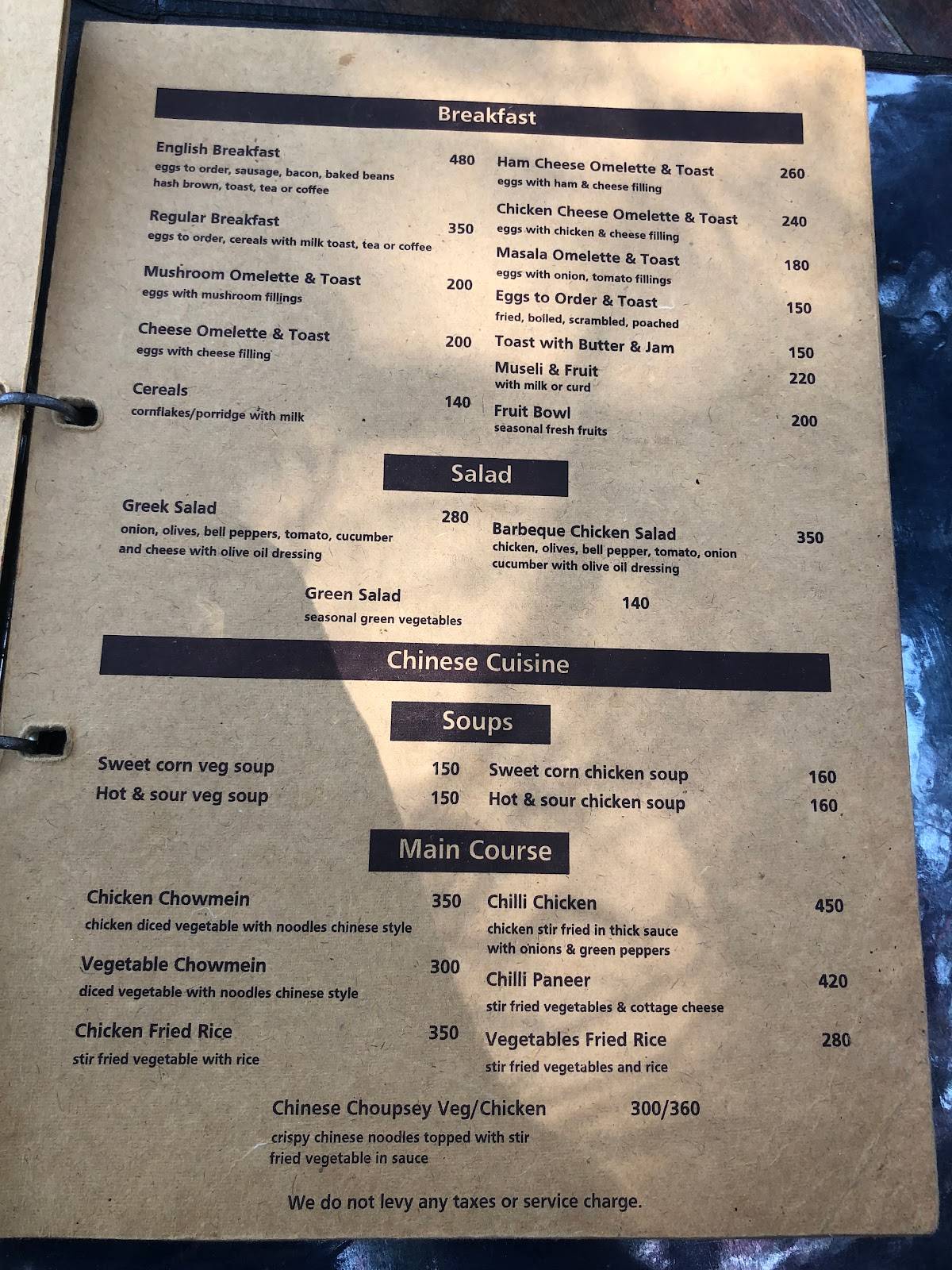 Menu at Raja Cafe Restaurant, Khajuraho