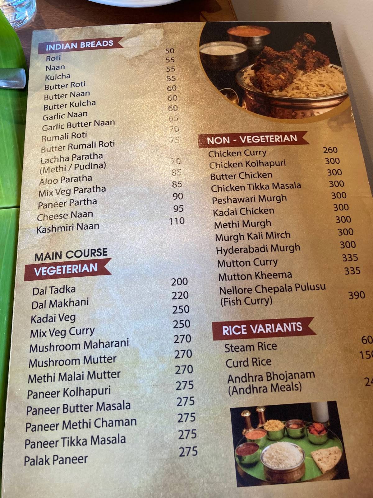 Menu at Rangastaalamm Andhra Cuisine Restaurant, Bengaluru