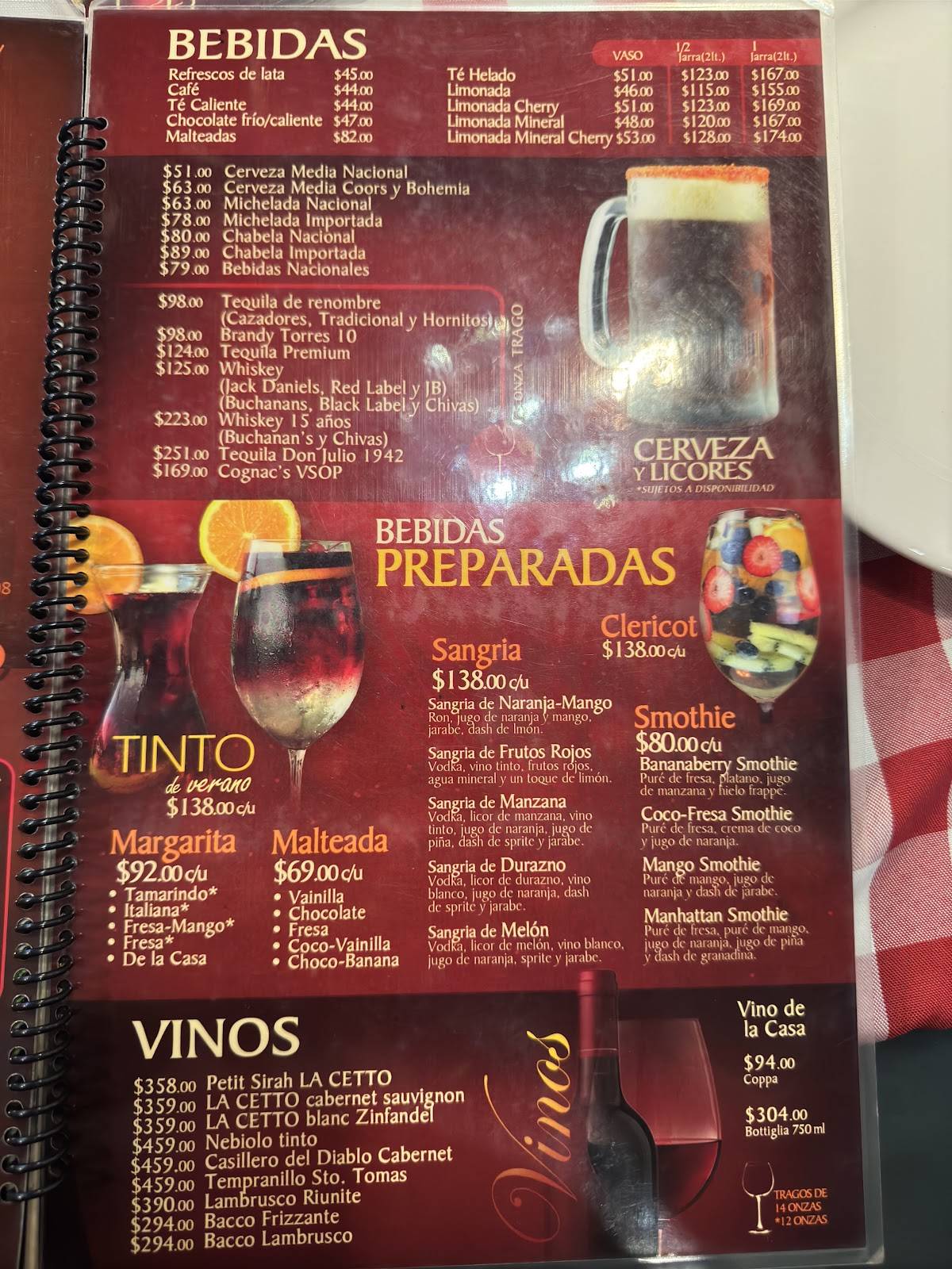 Menu at Ravizza Ristorante restaurant, Mexicali, Blvd. Benito Juárez 1400