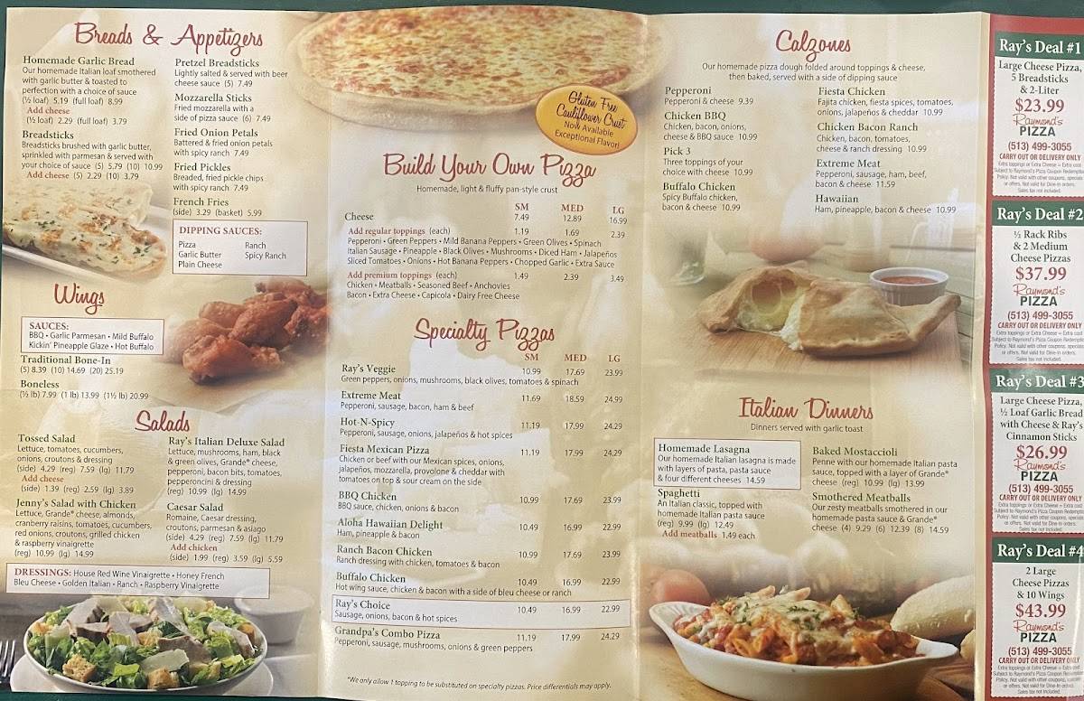 Menu at Raymond's Pizza - Hamilton West Side restaurant, Hamilton