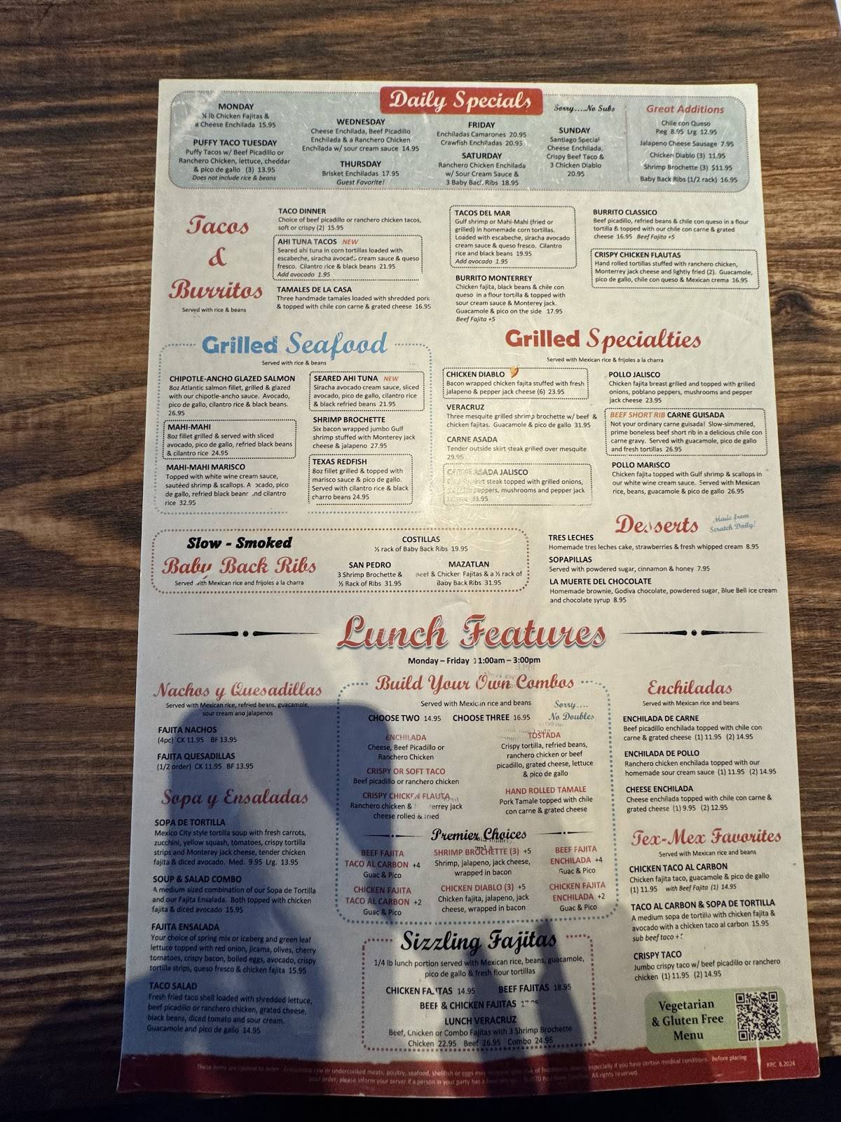 Menu at Red River Cantina restaurant, Richmond