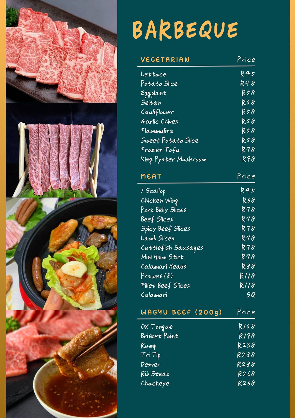 Menu at Rejoice sushi bar, Sandton