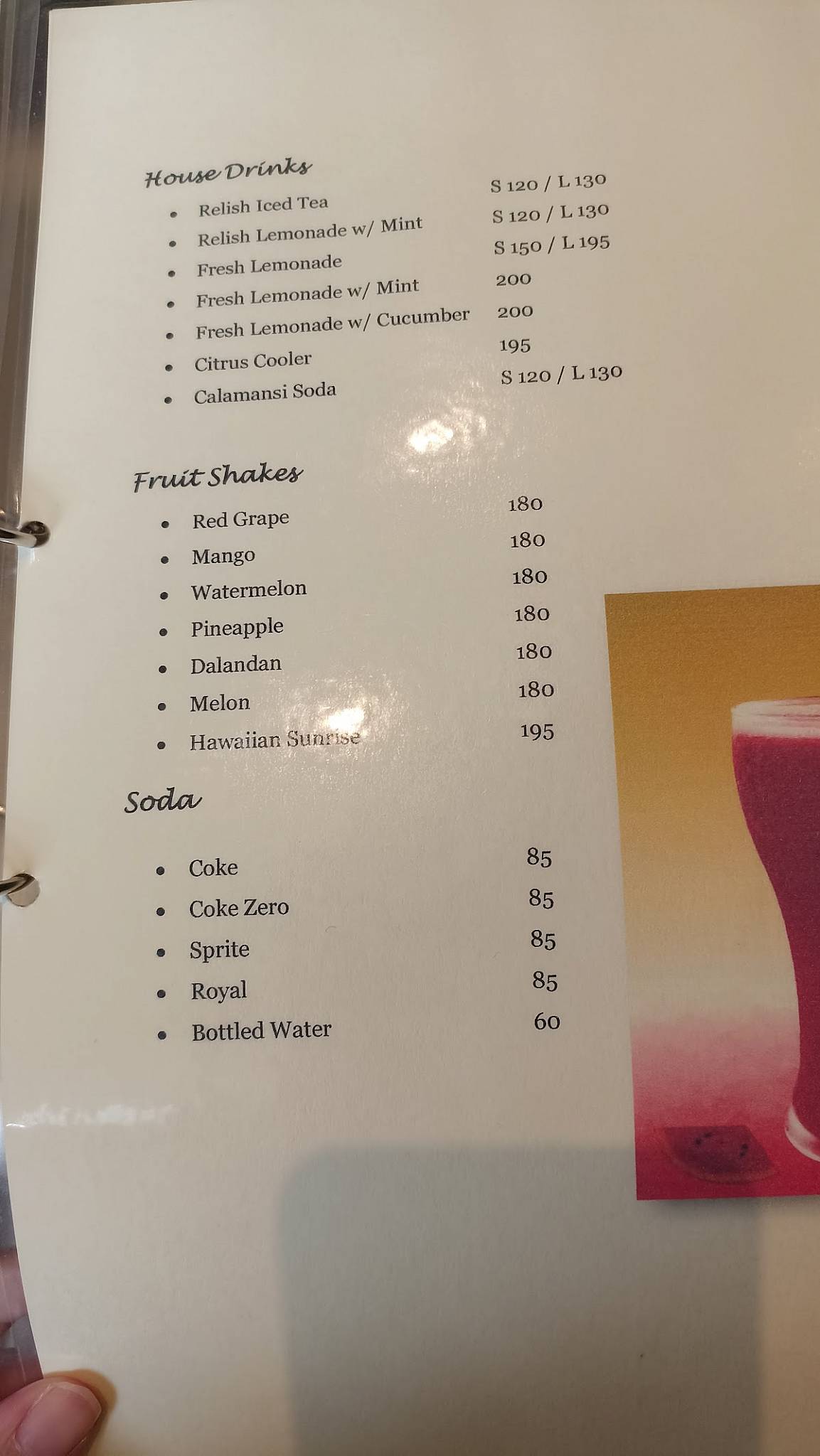 Menu at Relish, Hello Happiness! restaurant, Quezon City