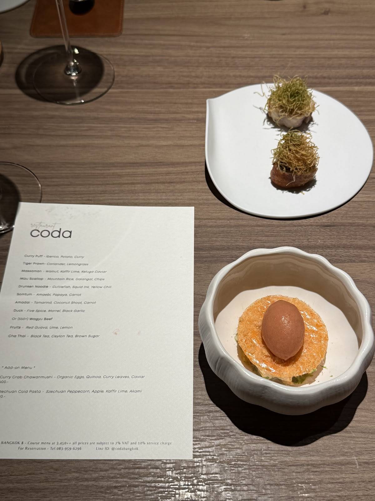 Menu at Restaurant Coda Bangkok, Bangkok