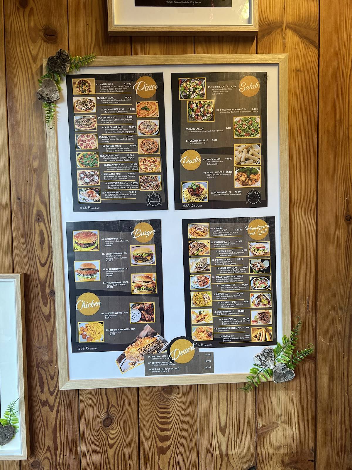Speisekarte von Restaurant Habibi, Kaprun