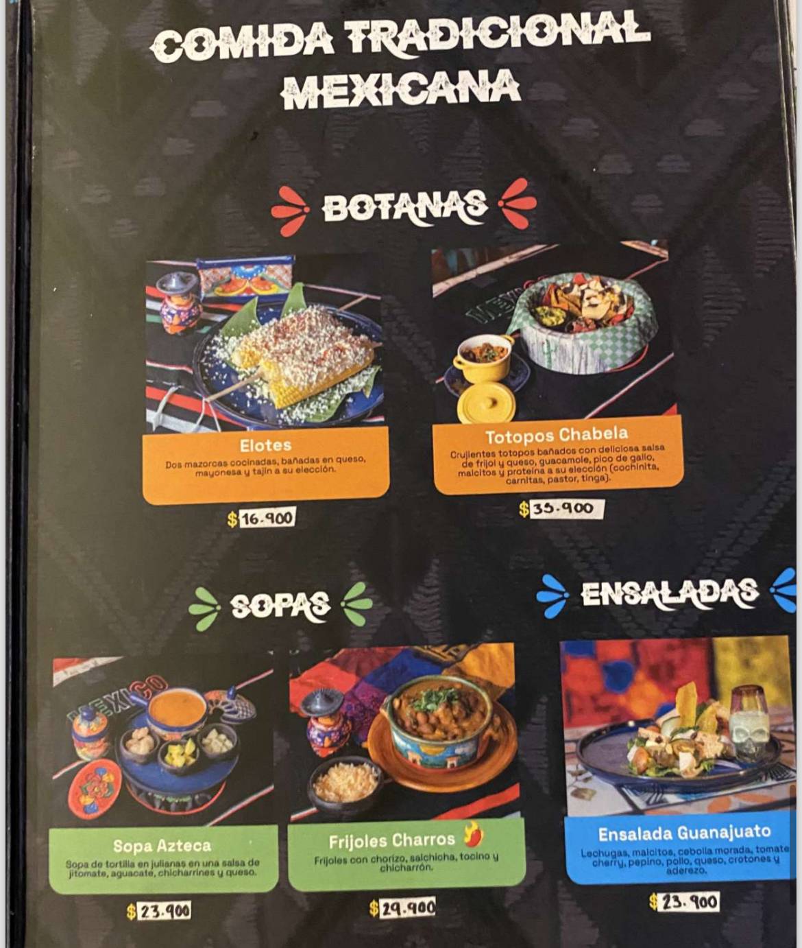 Carta de Restaurante ¡Ay! Chabela Antojitos Méxicanos, Jericó