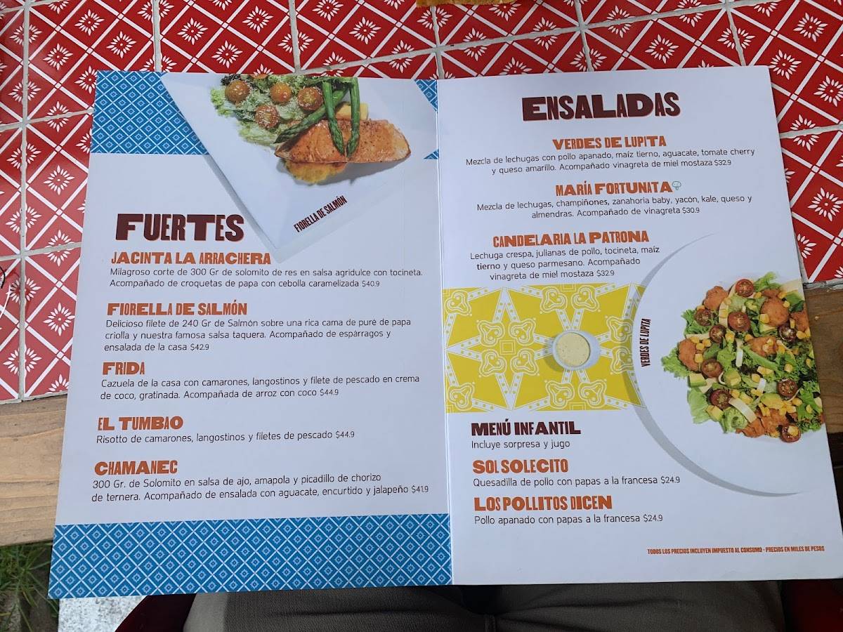 Carta de Restaurante Milagros, Rionegro