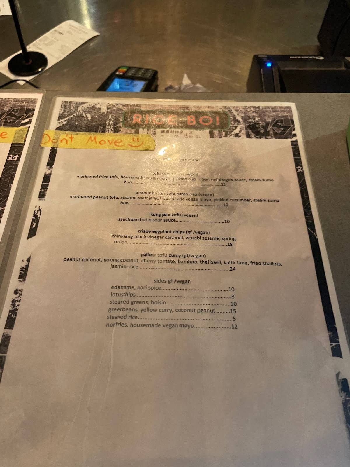 Menu at Rice Boi restaurant, Mooloolaba