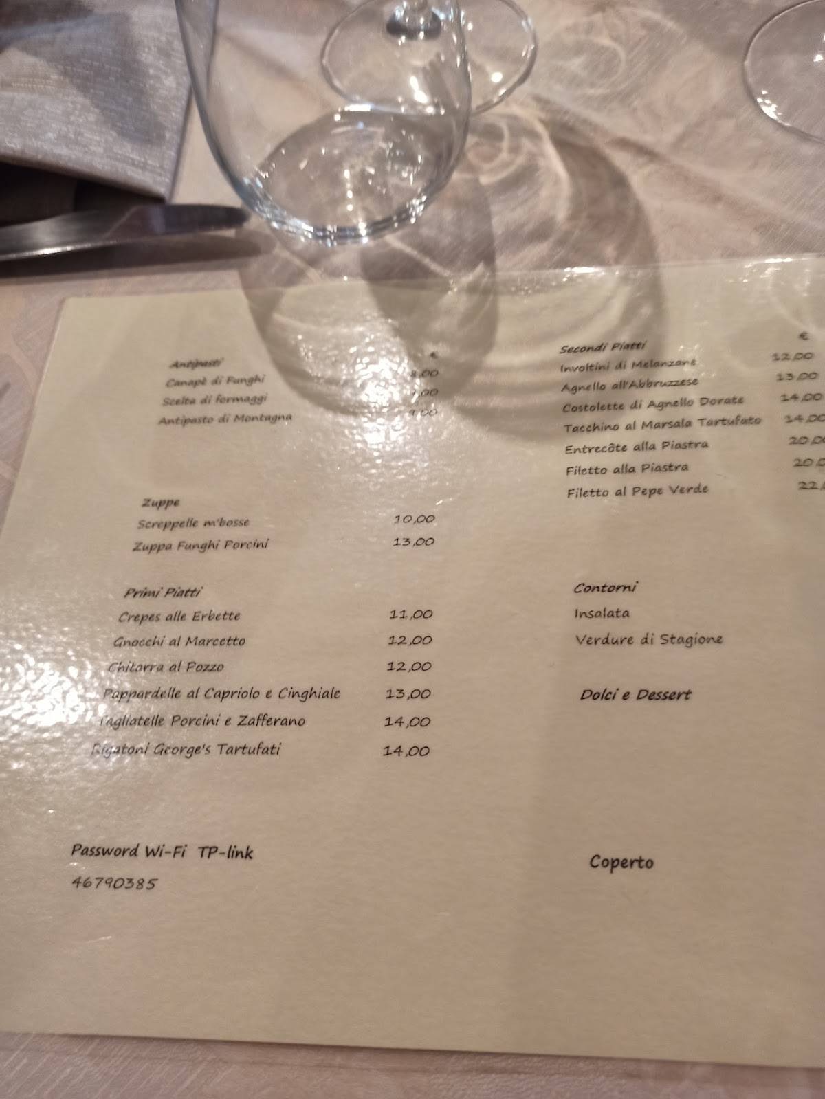 Menu da Ristorante Il Pozzo, Ovindoli