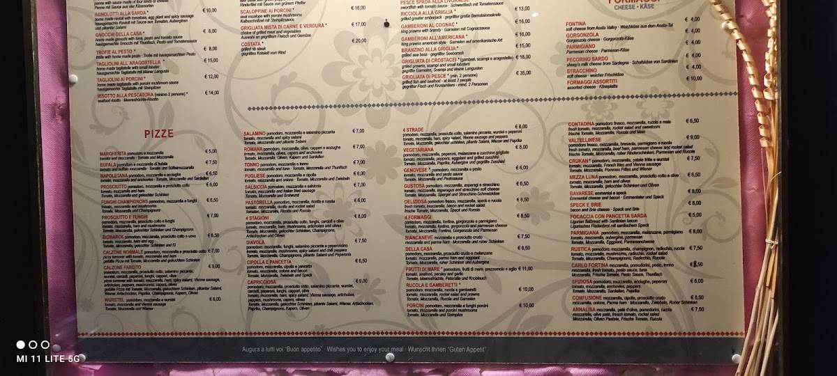 Menu at Ristorante Pizzeria Quattro Strade, Diano Marina