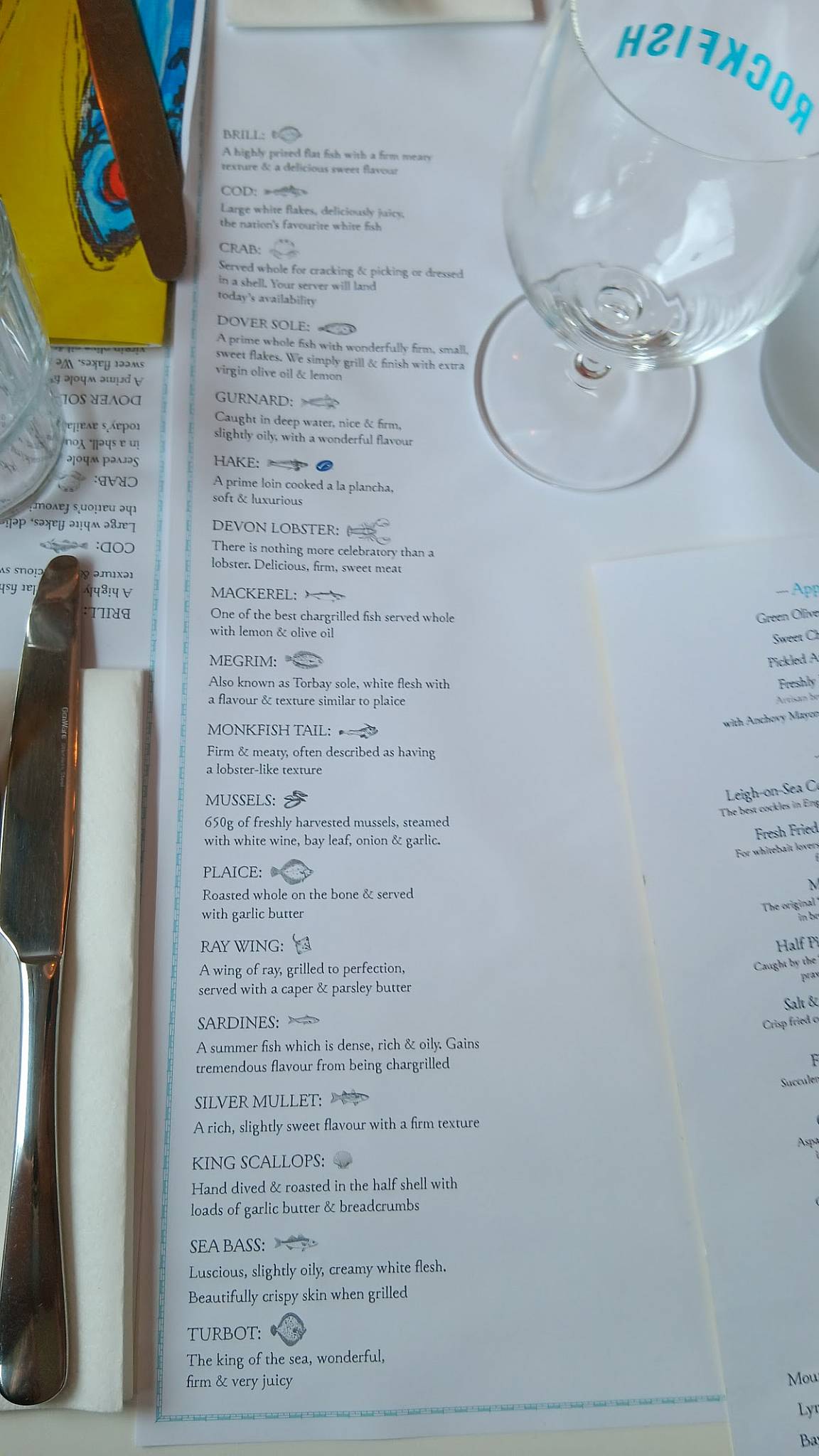 Menu at Rockfish restaurant, Exeter, 9 Piazza Terracina