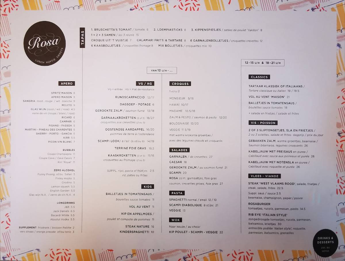 Menu au Rosa, Coxyde