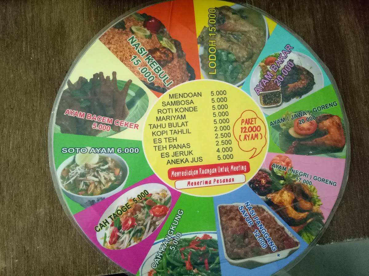 Menu at Rumah Makan Tiang Tigo restaurant, Indonesia