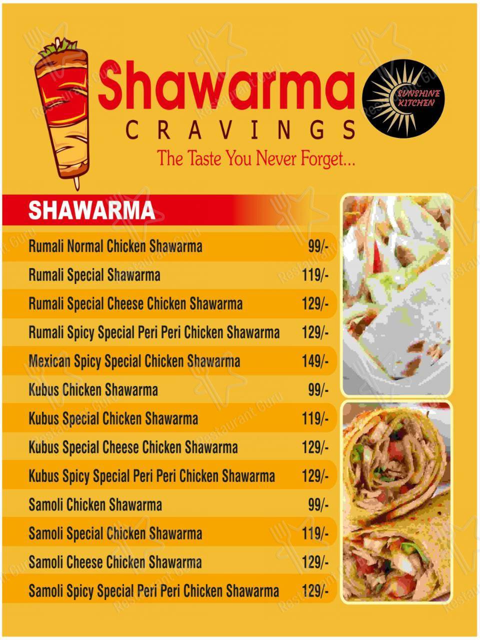 Menu at SHAWARMA CRAVINGS(MACHA BITES), Doddathoguru, 4th Cross Road