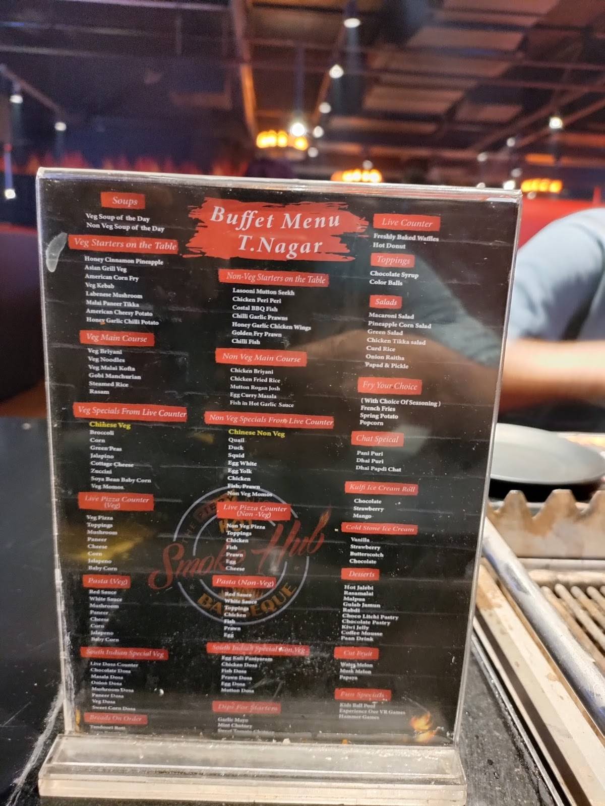 Menu at SMOKE HUB BARBEQUE - T.NAGAR, Chennai