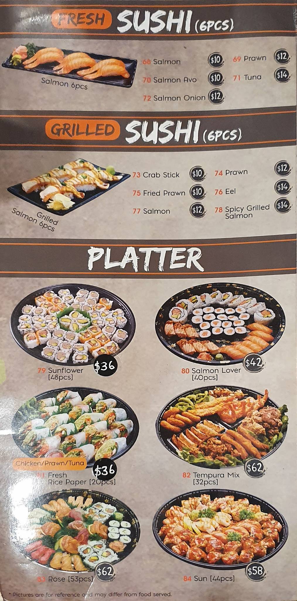 Menu at Matsu Yakiniku Buffet restaurant, Parramatta