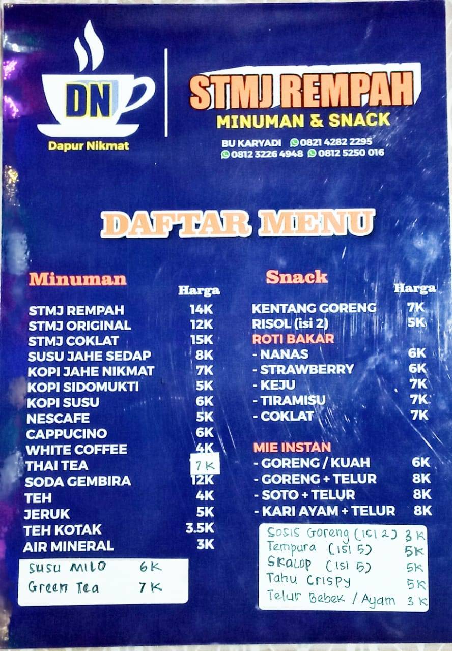 Menu at STMJ REMPAH & KOPI, Ampeldento