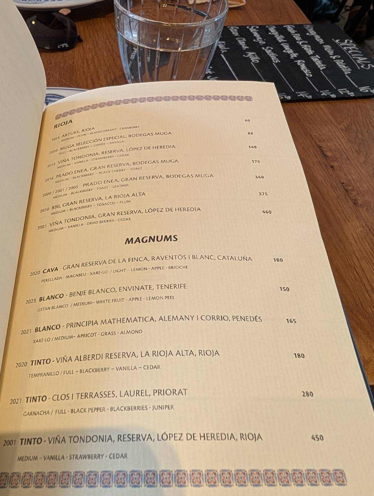 Menu at Sabor restaurant, London, 35-37 Heddon St
