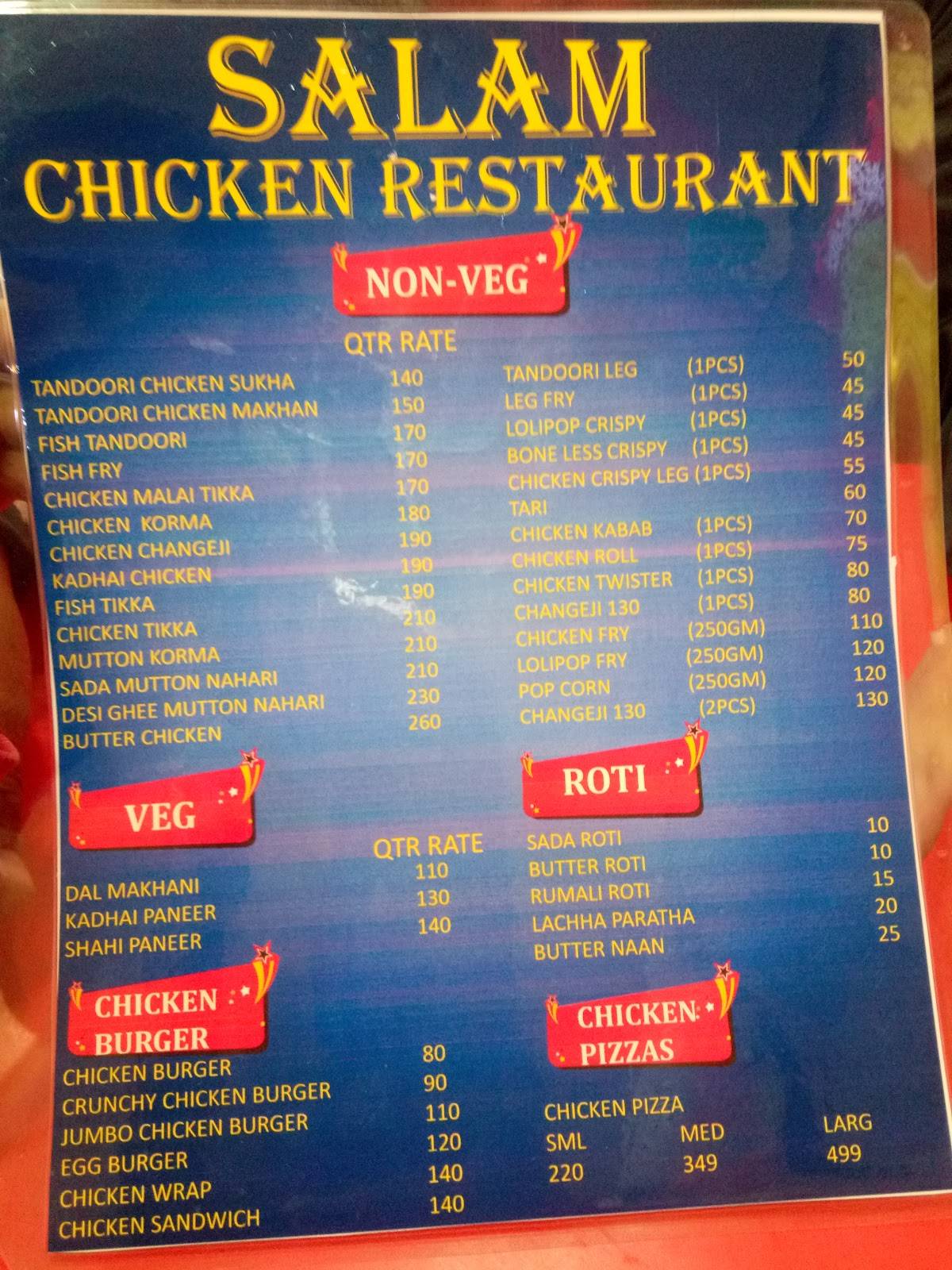 Menu at Salam Chicken Restaurant, Ghaziabad