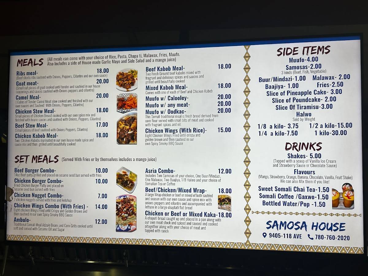 Carta del restaurante Samosa House, Edmonton