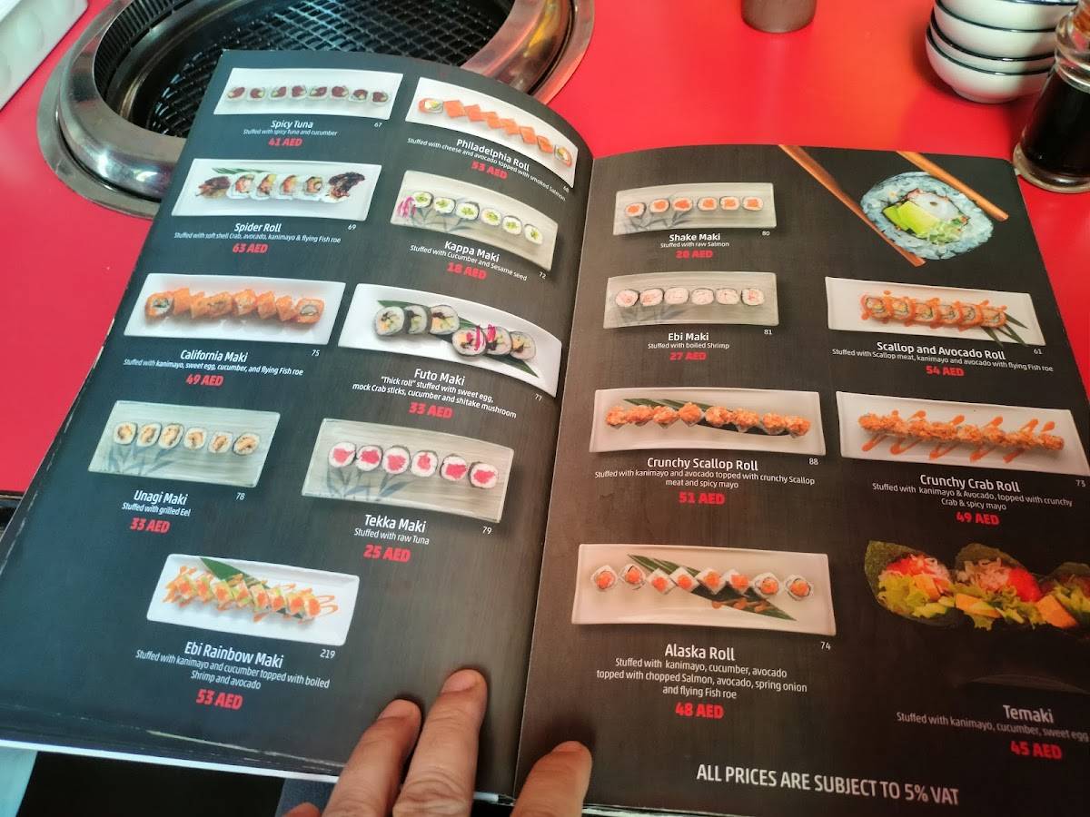 Menu at Samurai Japanese Restaurant, Abu Dhabi, Next to the Al Diar ...