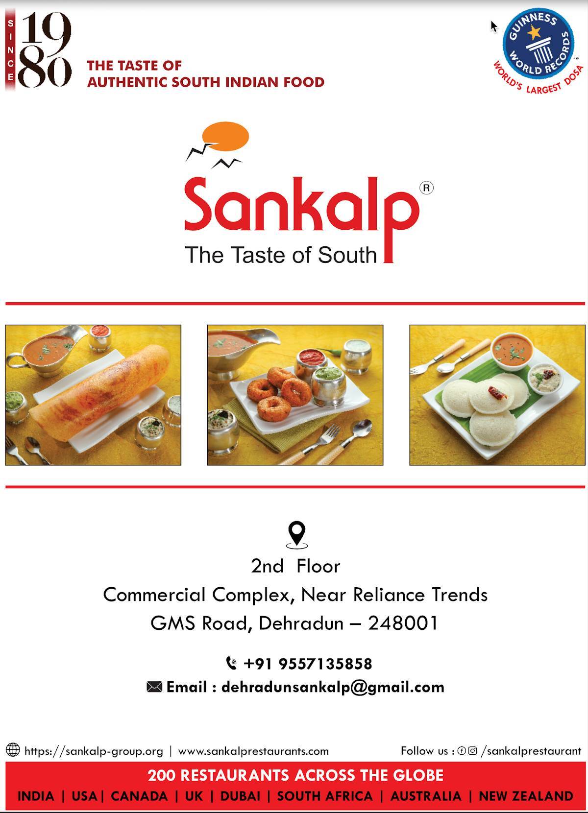 Menu at Sankalp-Taste of South, Dehradun